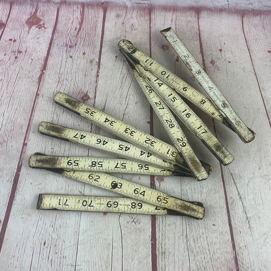Vintage Old White Millers Falls Wood Folding Tape Measure Extension ...