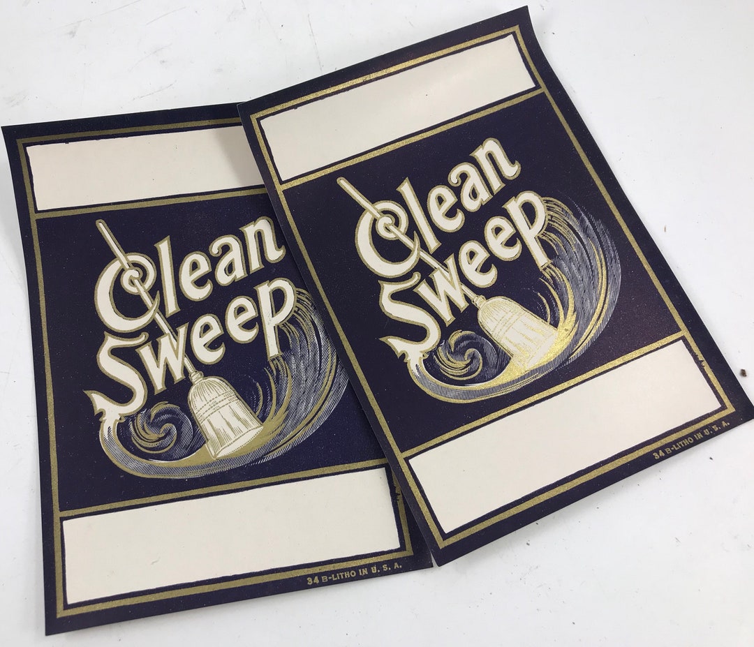 2 Vintage Unused Paper CLEAN SWEEP Broom Advertising Labels - Etsy