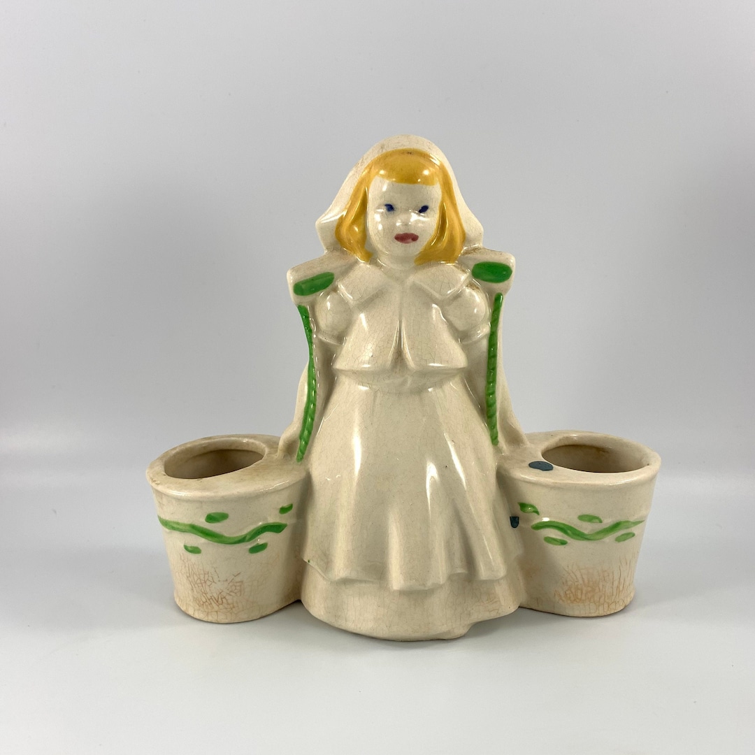 Vintage Dutch Girl Planter Flower Pot - Etsy
