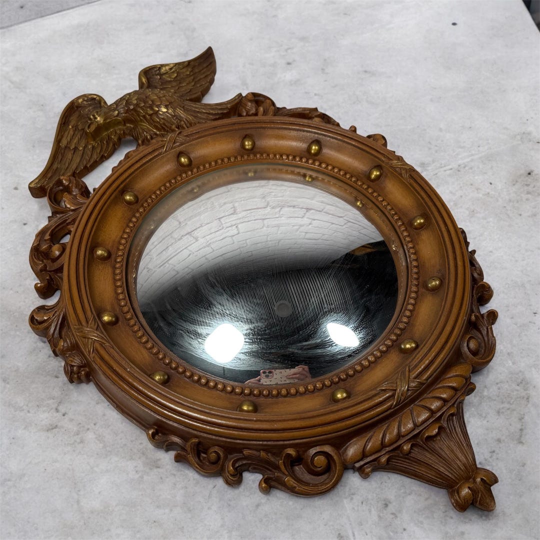 Vintage Syroco Convex Bullseye Federal Regency Convex Mirror Eagle ...