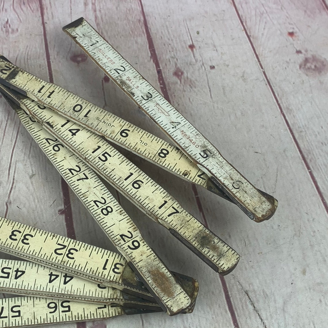 Vintage Old White Millers Falls Wood Folding Tape Measure | Etsy