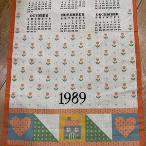 Vintage 1989 Kitchen Calendar Towel Patchwork Design - Etsy