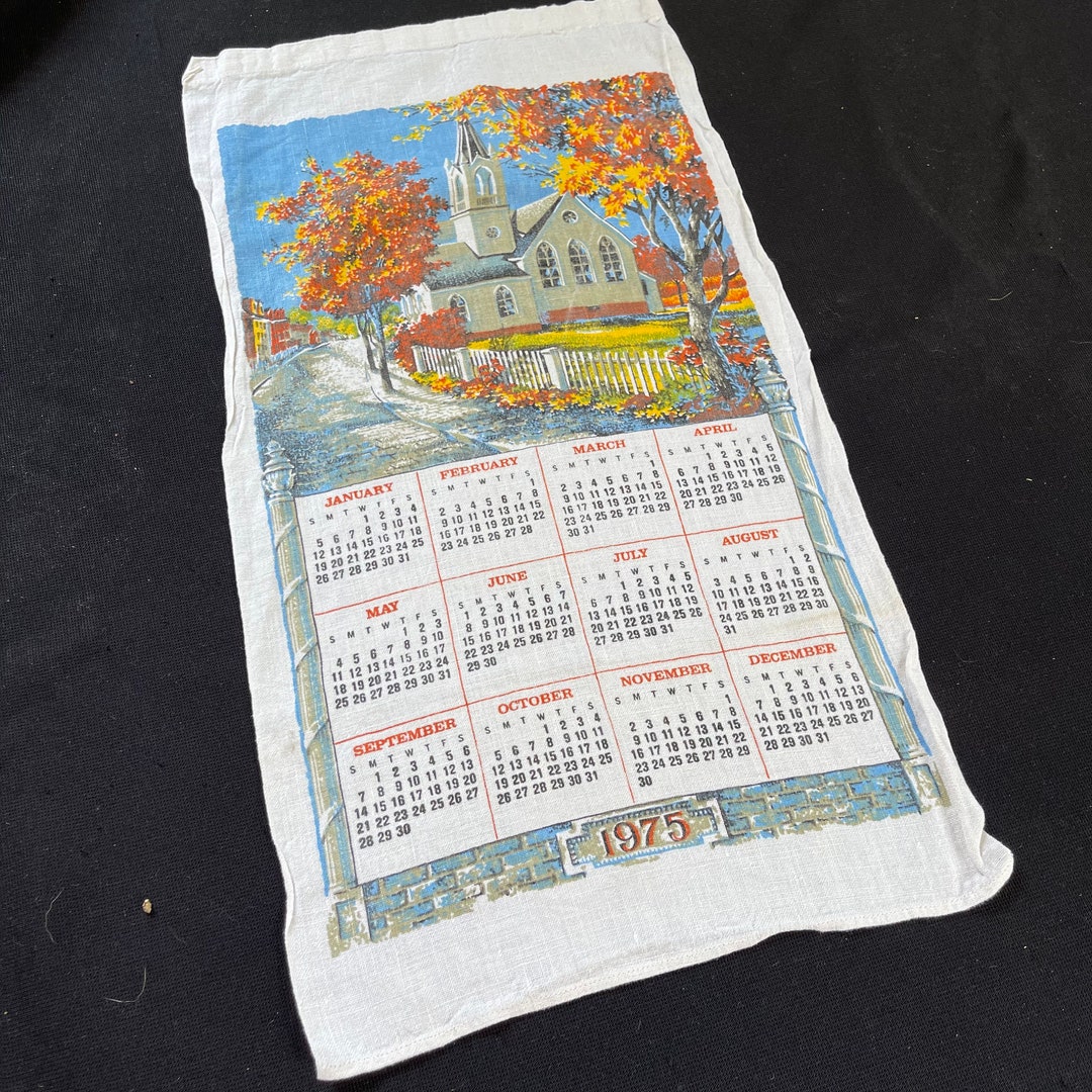Vintage 1975 Little Church Chapel Calendar Kitchen Towel - Etsy