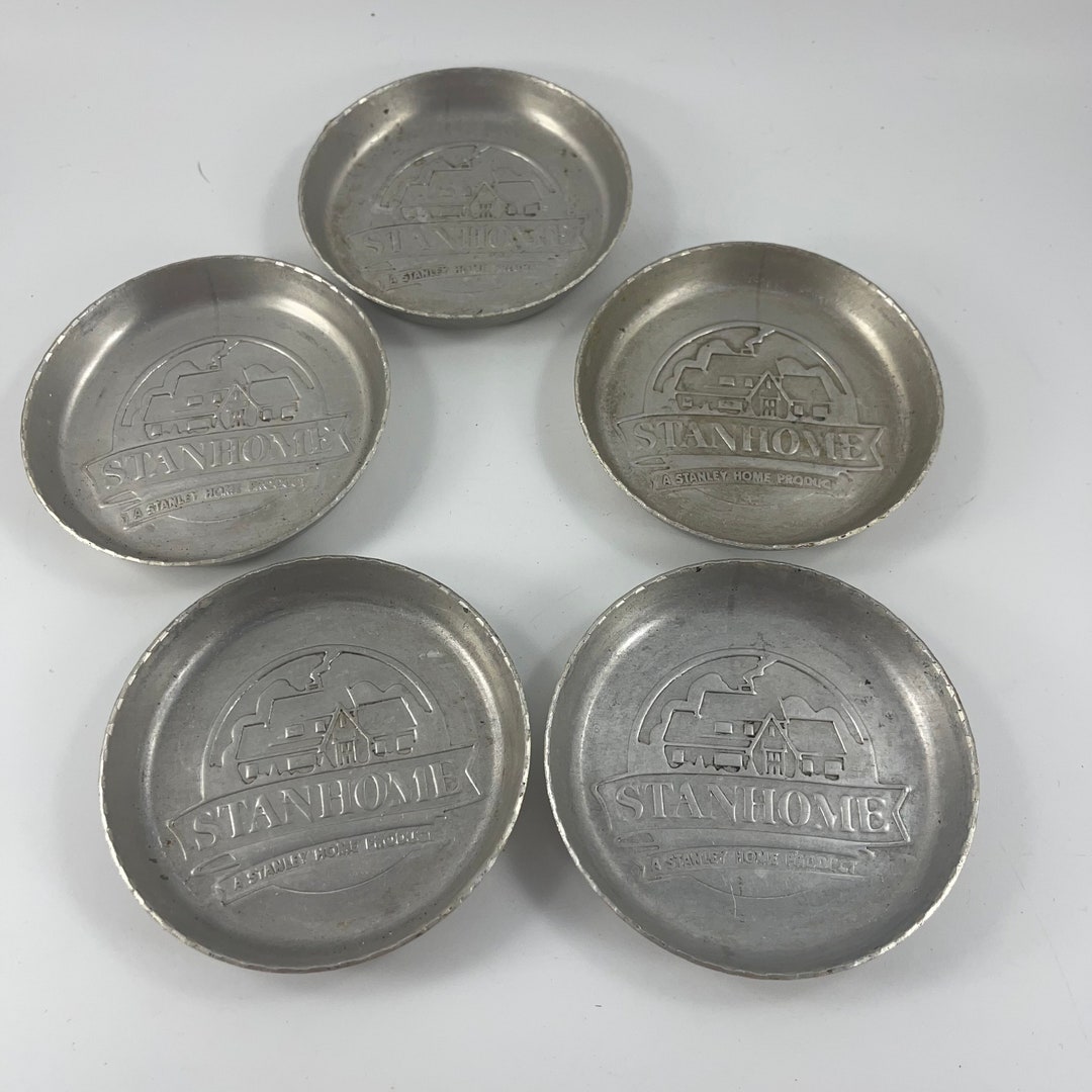 Set of 5 Vintage Round Etched Aluminum STANHOME Stanley Home Coasters ...