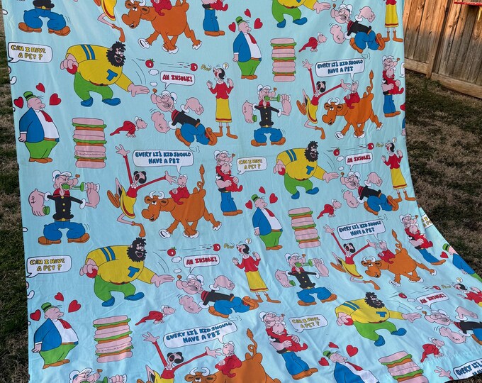 Vintage Popeye the Sailer Man Full Size Flat Sheet - Etsy