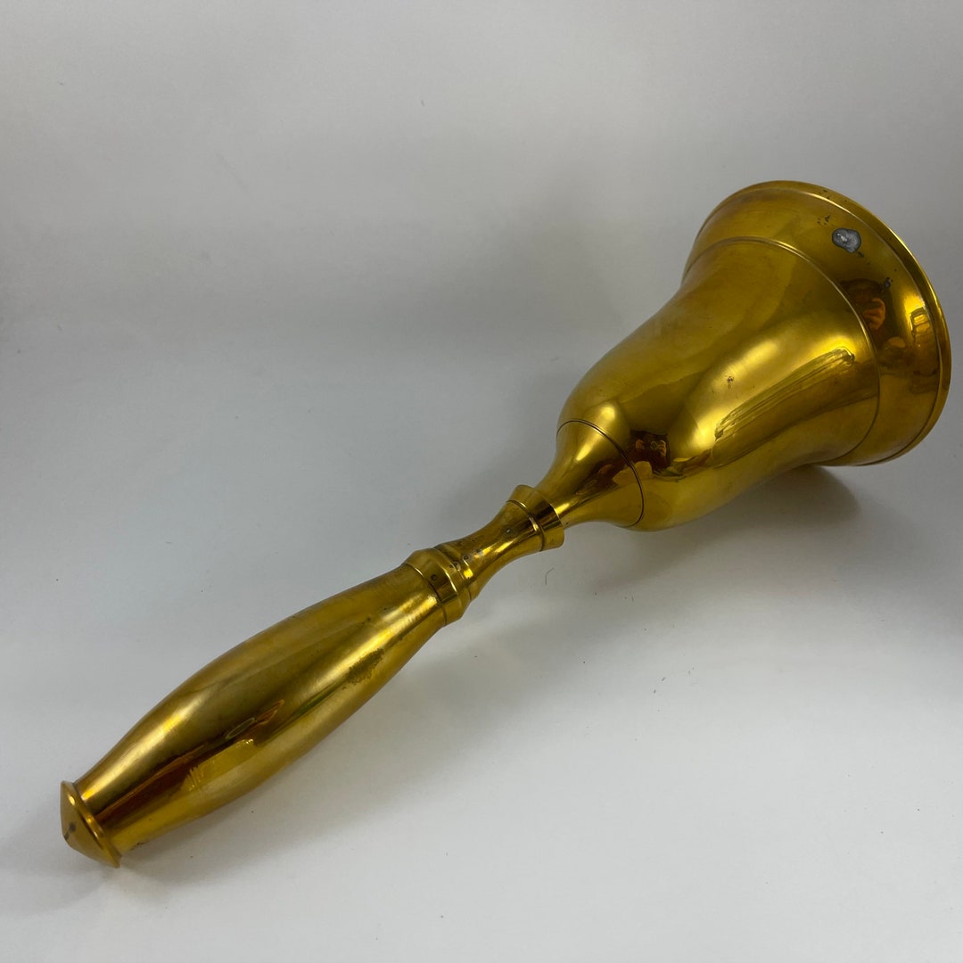 Vintage Solid Brass Large Hand Bell - Etsy