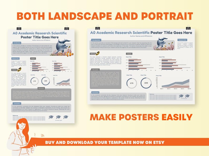 A0 Academic Research Poster Template | Editable Canva and Powerpoint ...