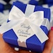 Royal Blue Wedding Favor Boxes With Satin Ribbon Bow and Custom Names ...