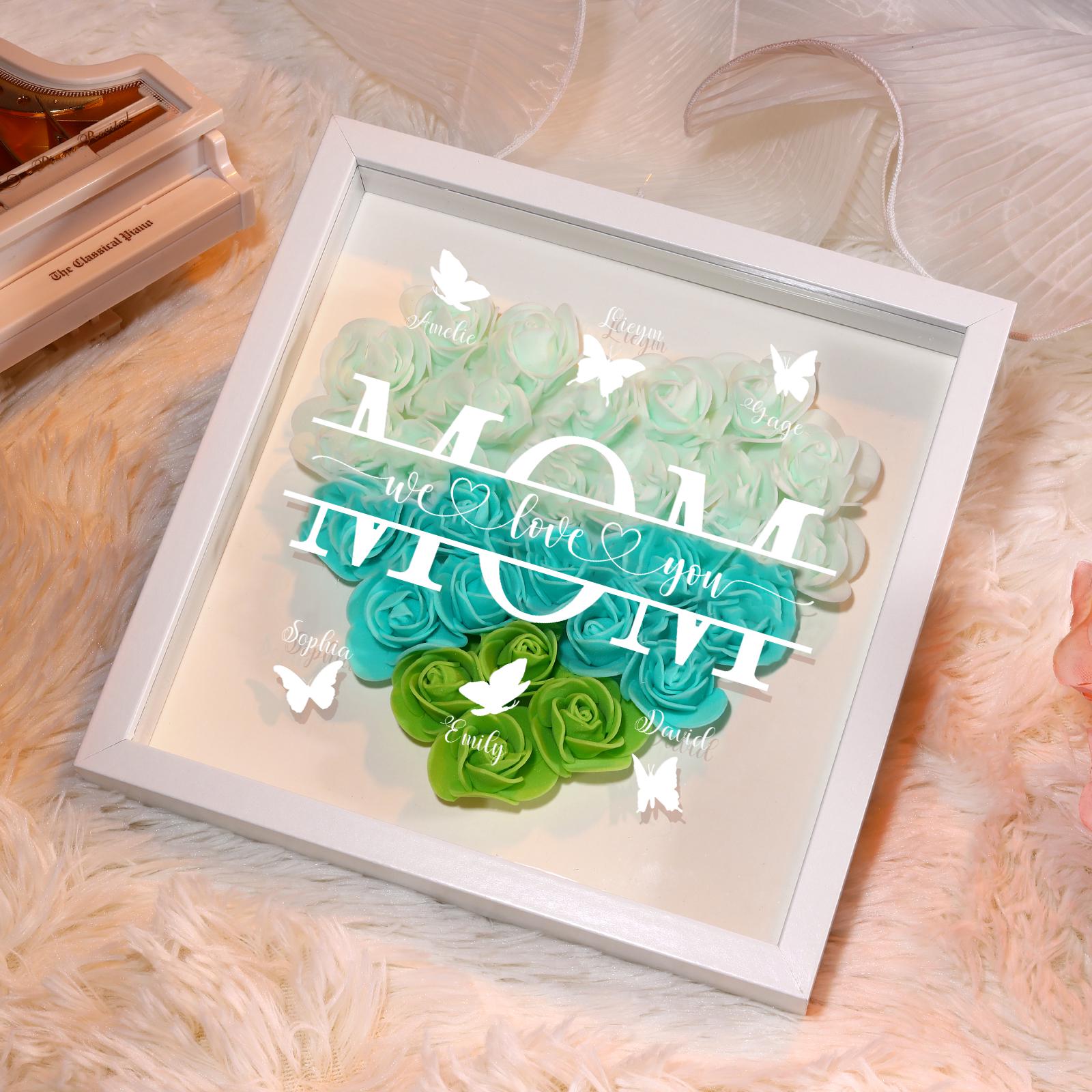 Personalized Mom Flower Shadow Box for Mother's Day Gift, Custom Roses ...