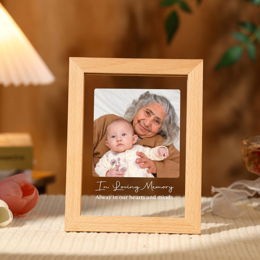 Acrylic Picture Frame With Light, Personalized Stand, Memorial Gifts, Memorial Picture Gift, in ...