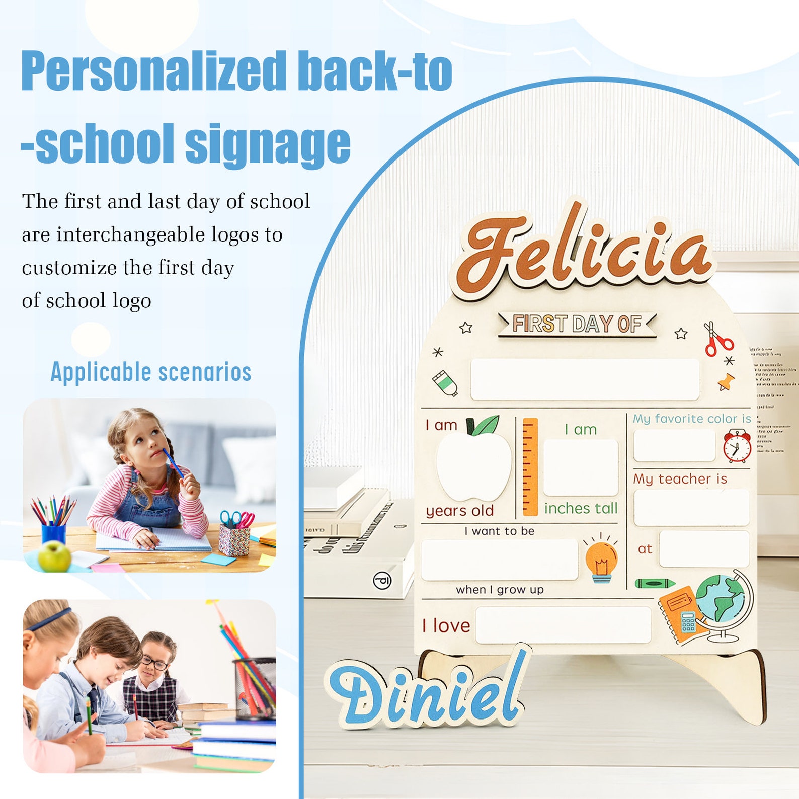 Personalized First Day of School Sign, First Day of Kindergarten Sign ...