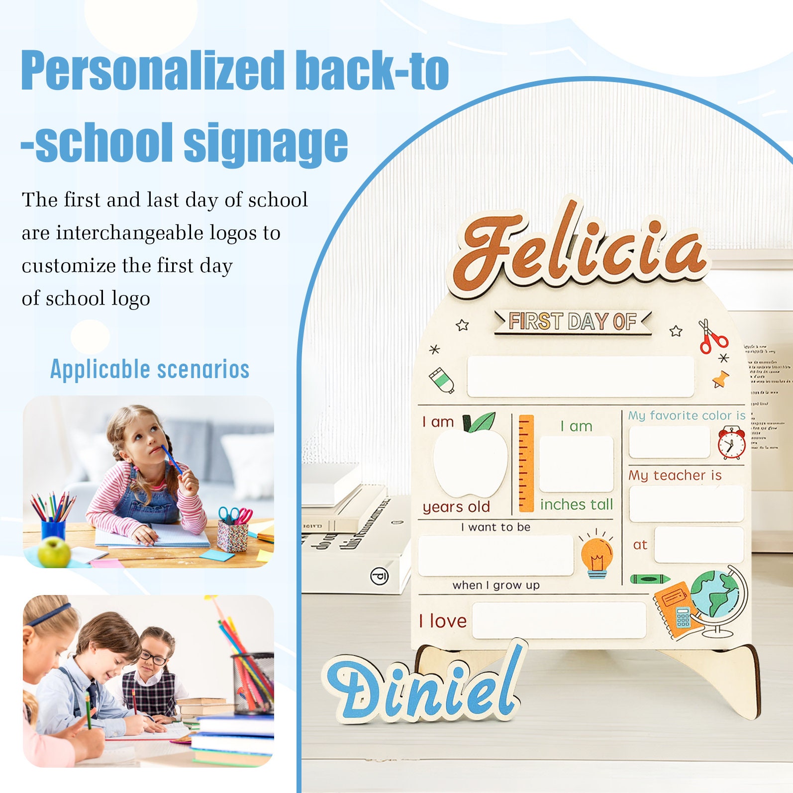 Personalized First Day of School Sign, First Day of Kindergarten Sign ...