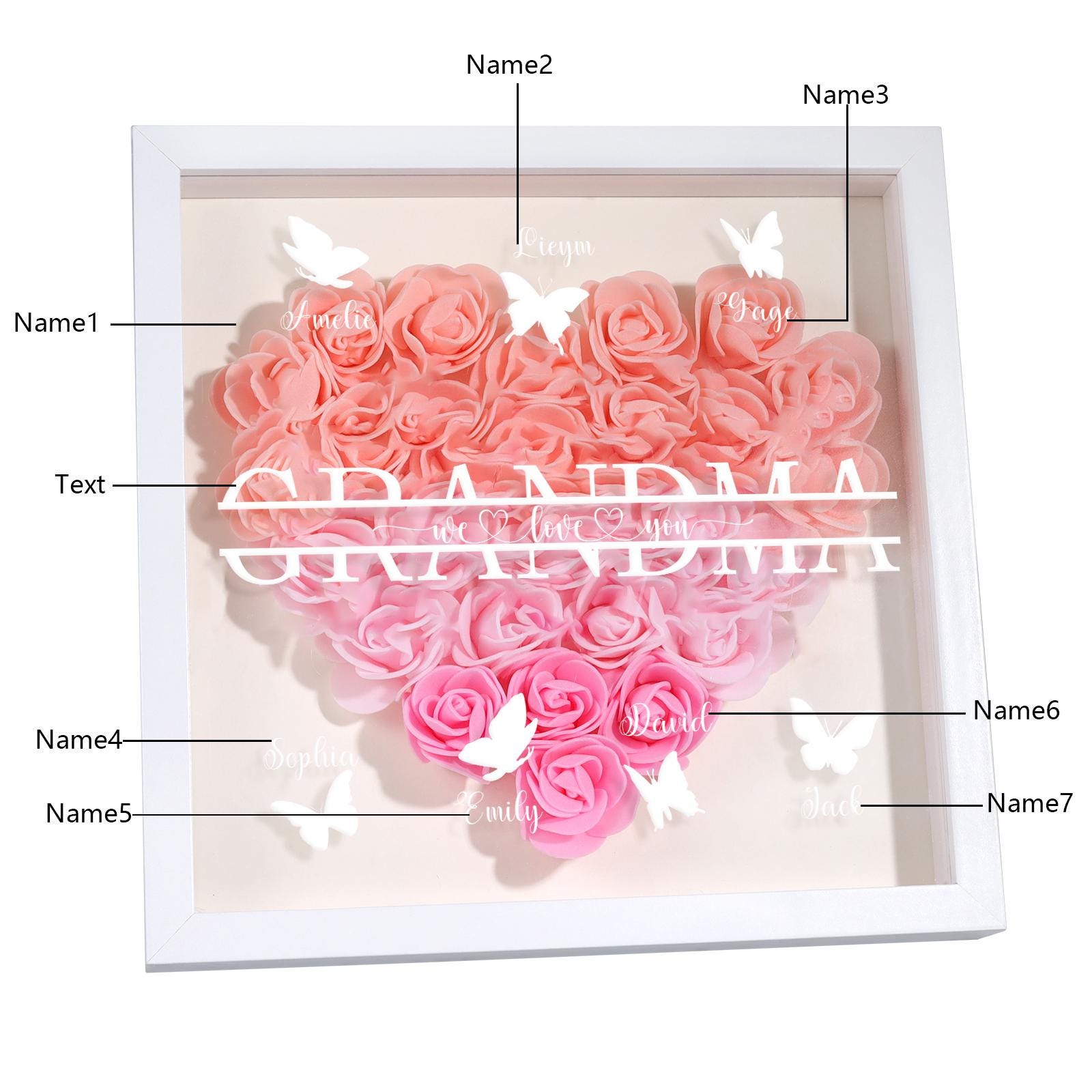 Personalized Mom Flower Shadow Box for Mother's Day Gift, Custom Roses ...
