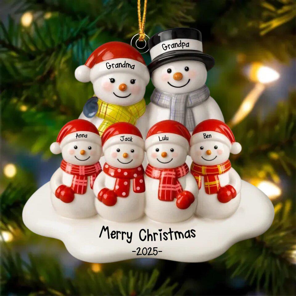2D Personalized 2-12 Snowman Family Christmas Ornament, Acrylic ...
