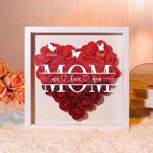 Personalized Mom Flower Shadow Box for Mother's Day Gift, Custom Roses ...