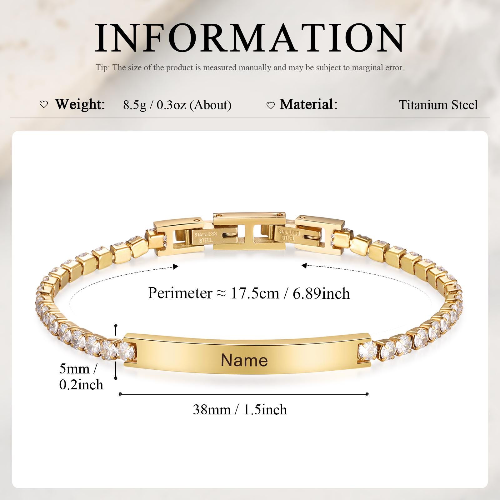 Custom Diamond Bracelet With Engraving, Personalize Tennis Chain ...