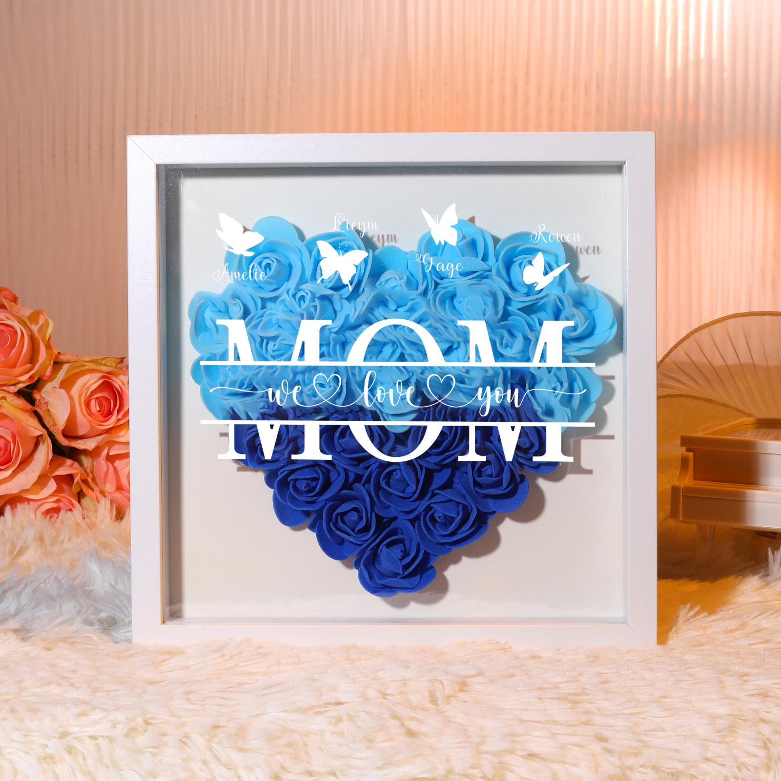 Personalized Mom Flower Shadow Box for Mother's Day Gift, Custom Roses ...