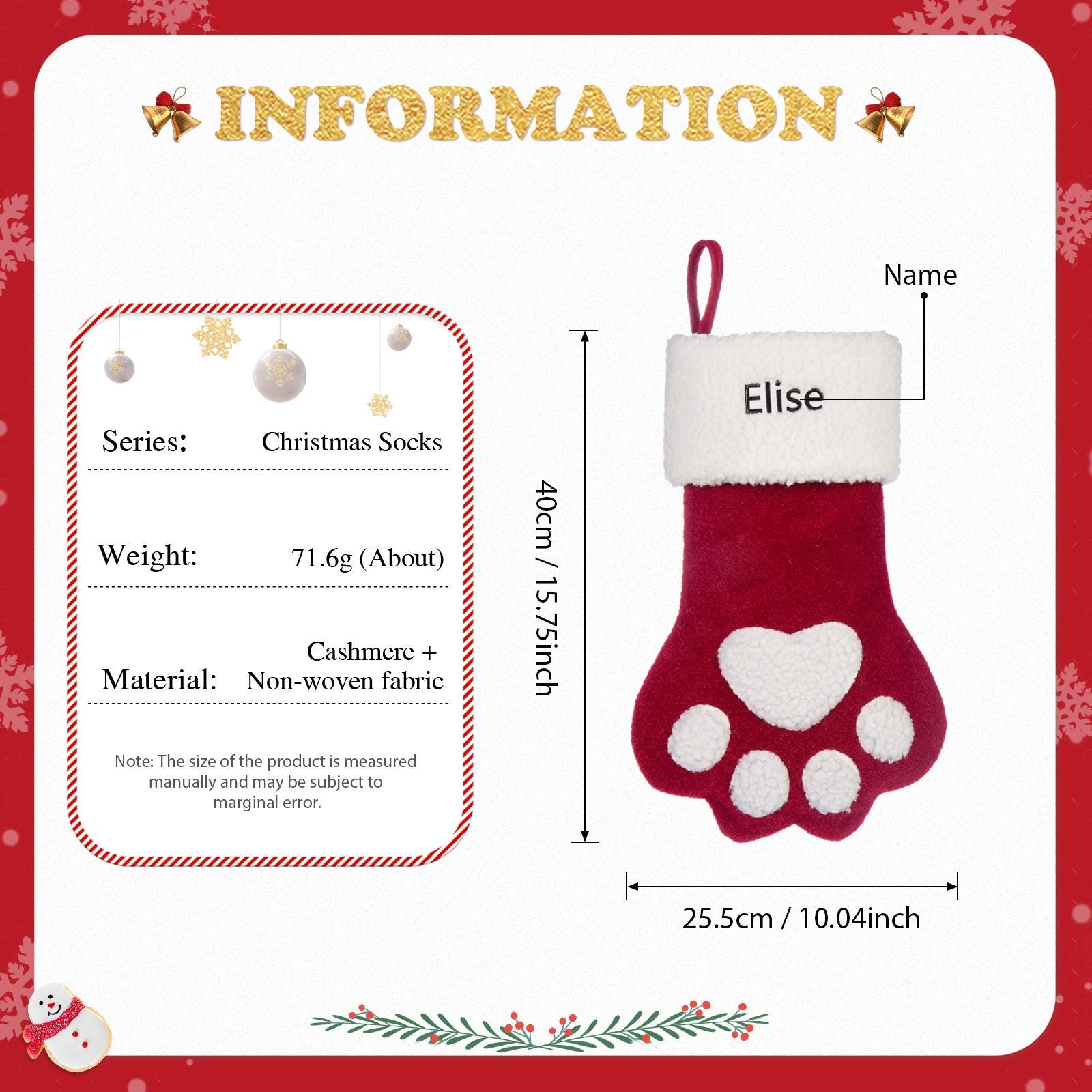 Personalized Dog Paw Christmas Stockings,name Embroidered Christmas ...
