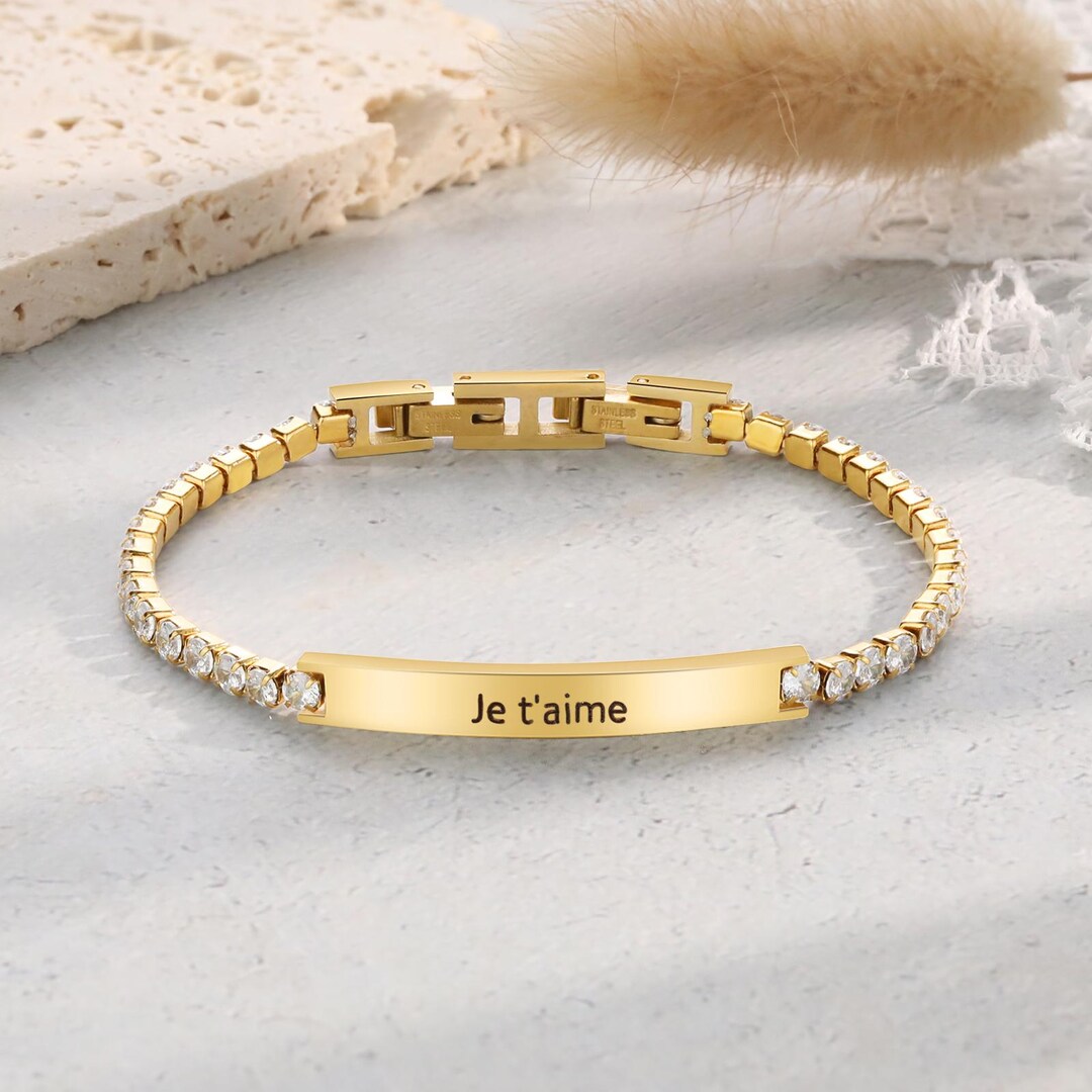 Custom Diamond Bracelet With Engraving, Personalize Tennis Chain ...