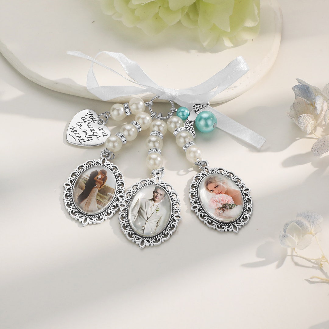 Personalized Memorial Bridal Bouquet Charm With Photo, Wedding Memorial ...
