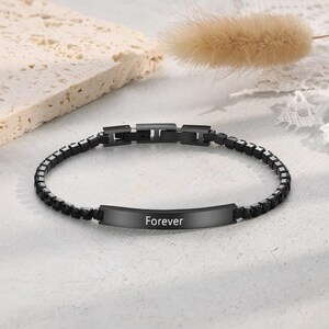 Custom Diamond Bracelet With Engraving, Personalize Tennis Chain ...