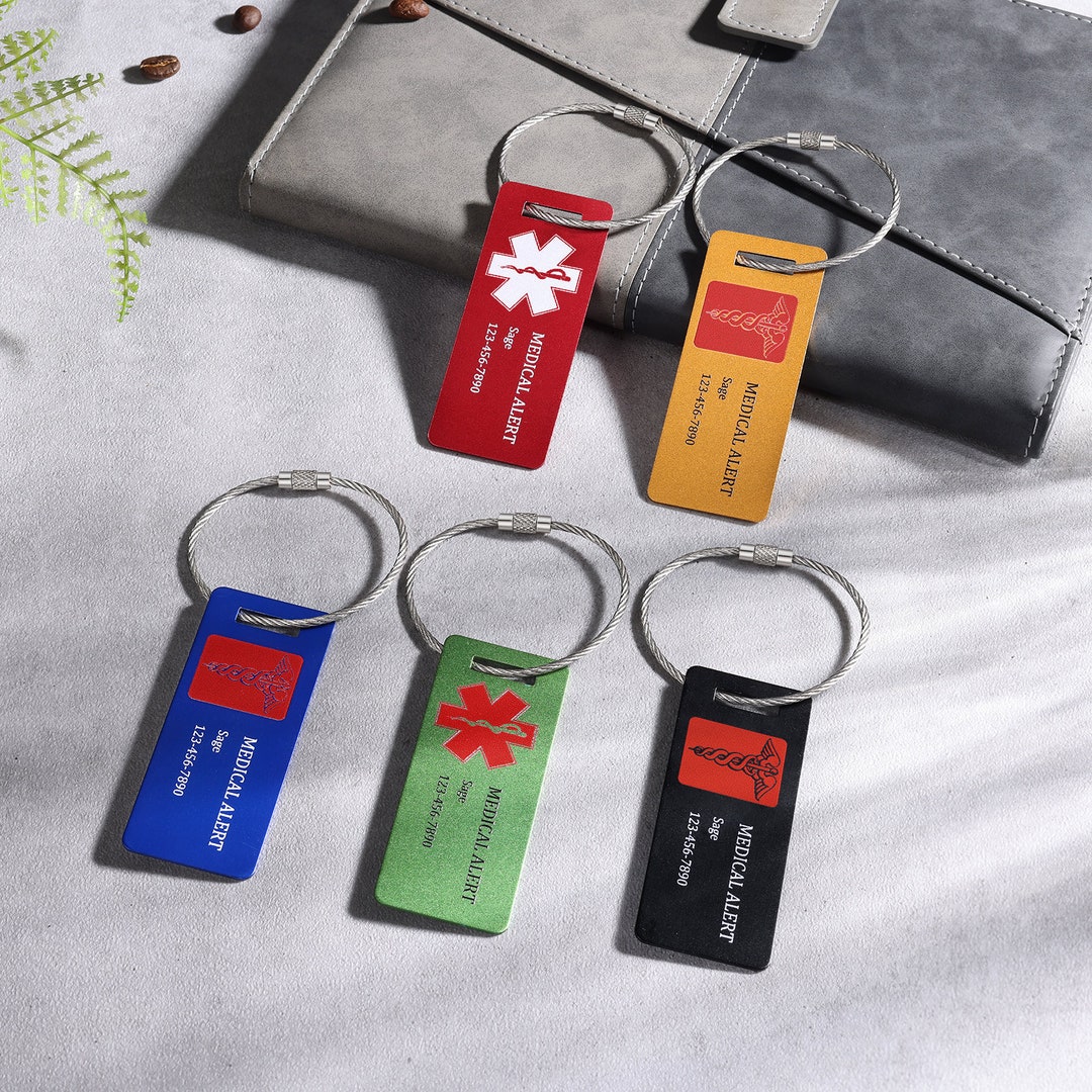 Personalized Medical Alert Luggage Tag,engraved ID Tag,emergency ...