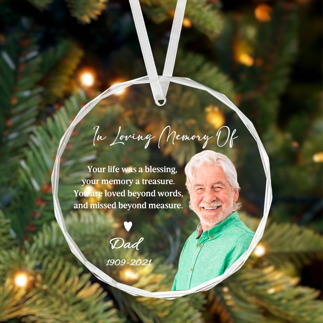Custom Photo Memorial Bauble, in Memory Ornament, Dad Remembrance ...
