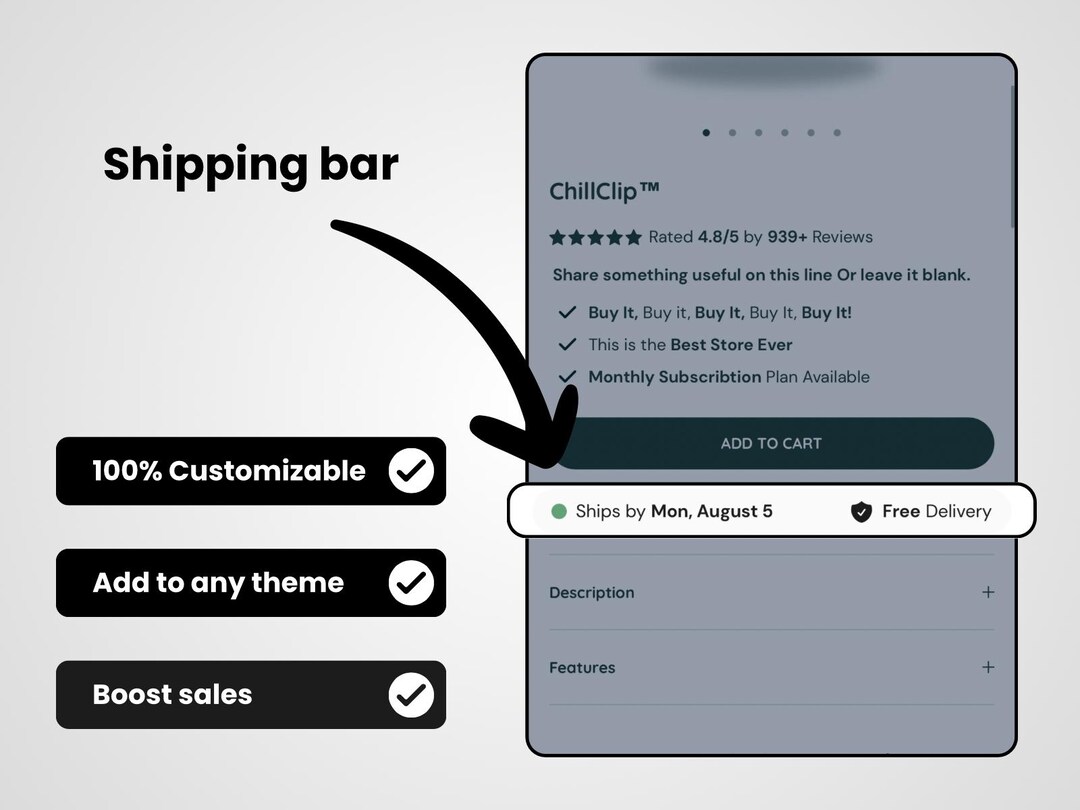 Shipping Bar | Custom Code Shopify/wix/etc. | Improve CVR - Etsy