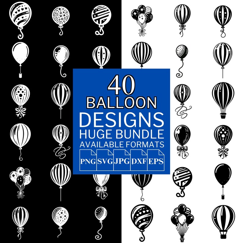 Balloon SVG Bundle: 40 Unique Vector Designs (digital Download) - Etsy