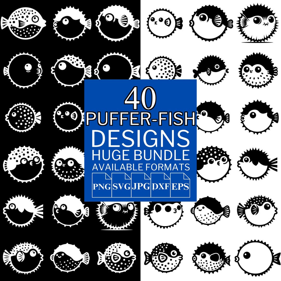 Puffer Fish SVG Bundle: Vector Clipart Designs for Cricut & Silhouette ...