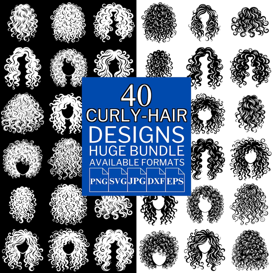 Curly Hair SVG Bundle: Cricut & Silhouette Vector Designs (digital ...