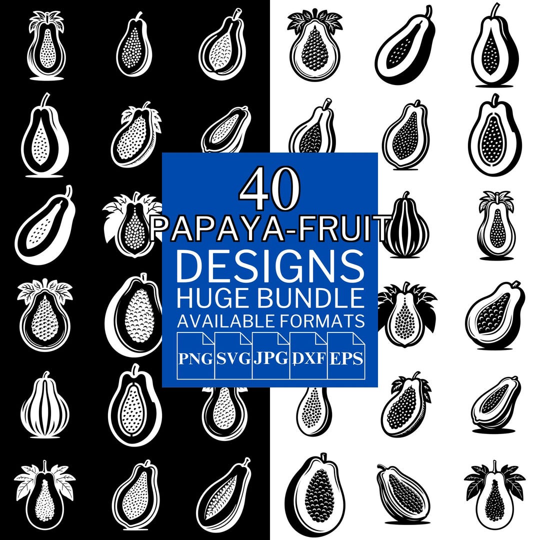 Papaya Fruit SVG Bundle: Vector Clipart Designs for Cricut & Silhouette ...