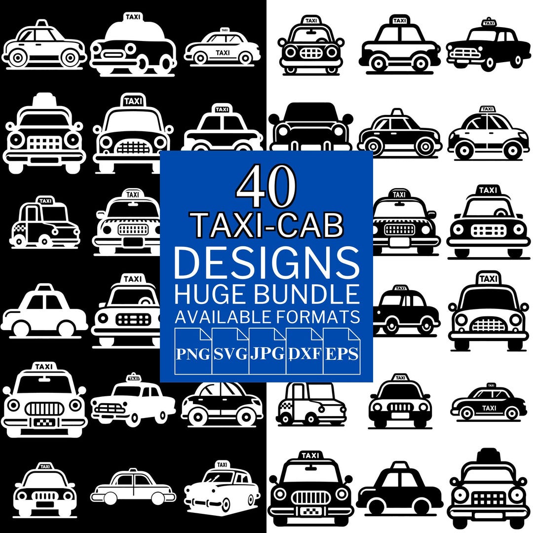 Taxi Cab SVG Bundle: Vector Clipart for Cricut & Silhouette (digital ...