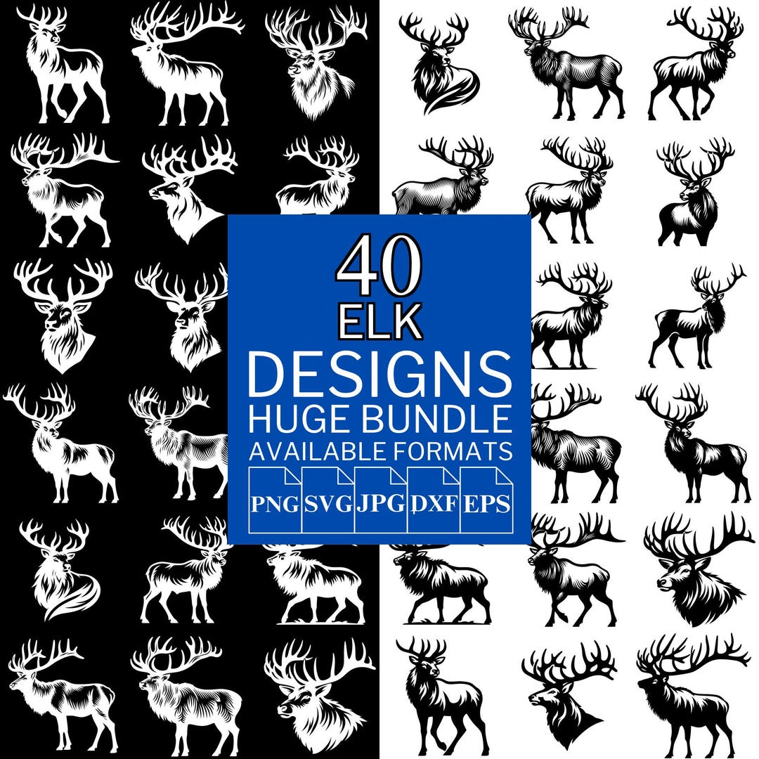Elk SVG Bundle: Vector Cut Files for Cricut & Silhouette (5 Formats) - Etsy