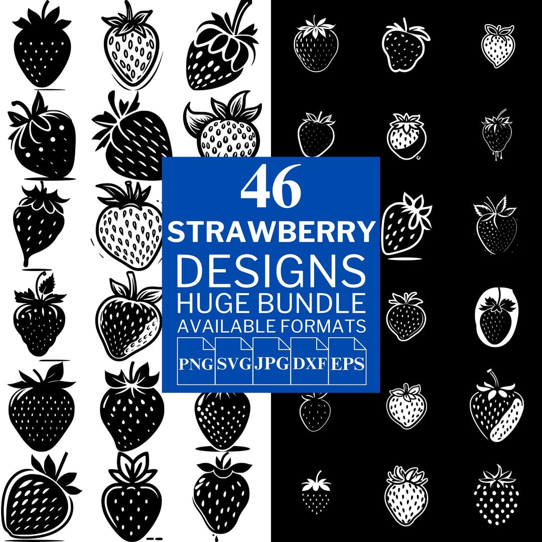 Strawberry SVG Bundle: 46 Vector Clipart Designs (digital Download) - Etsy