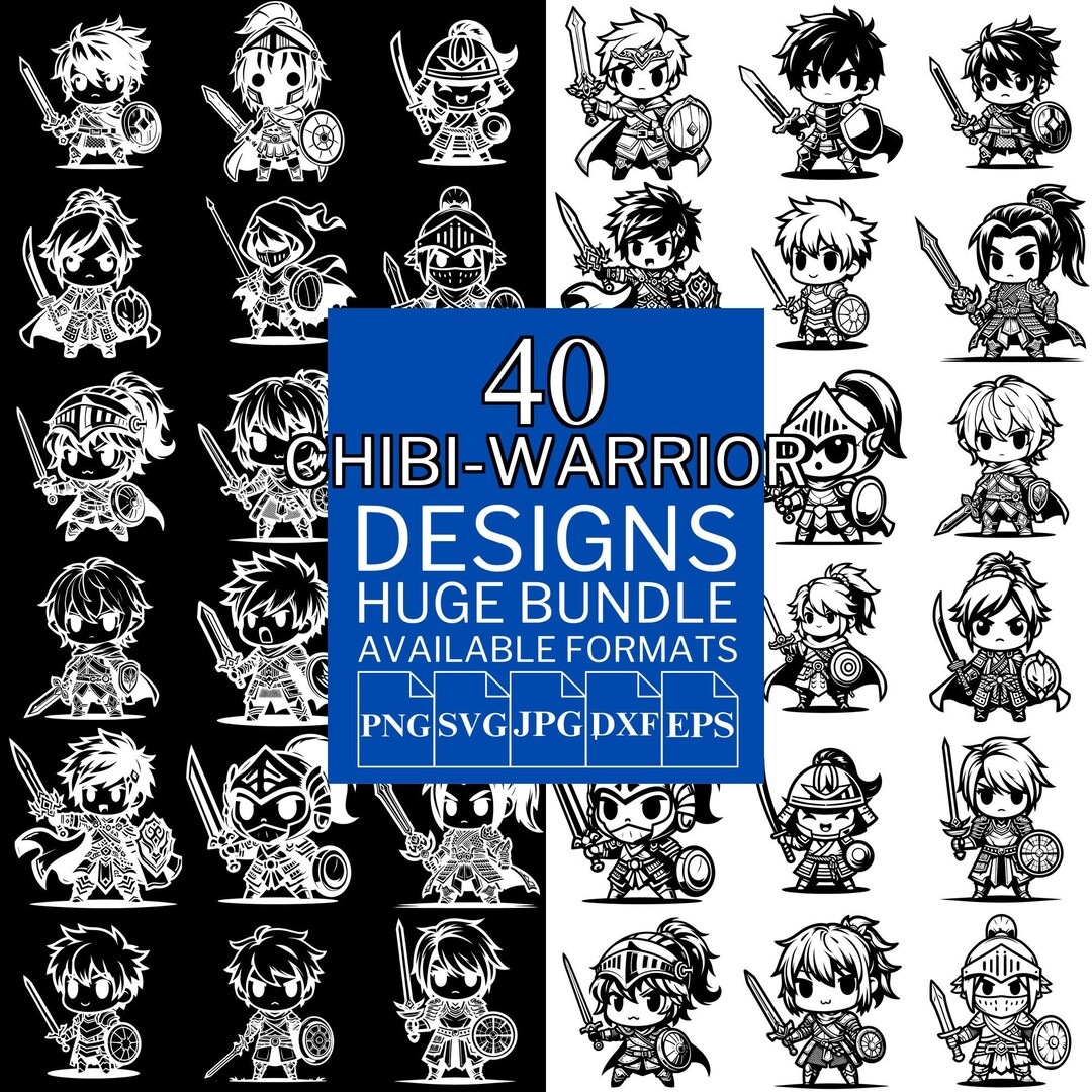 40 Chibi Warrior SVG Bundle - Unique Vector Files for Cricut and ...