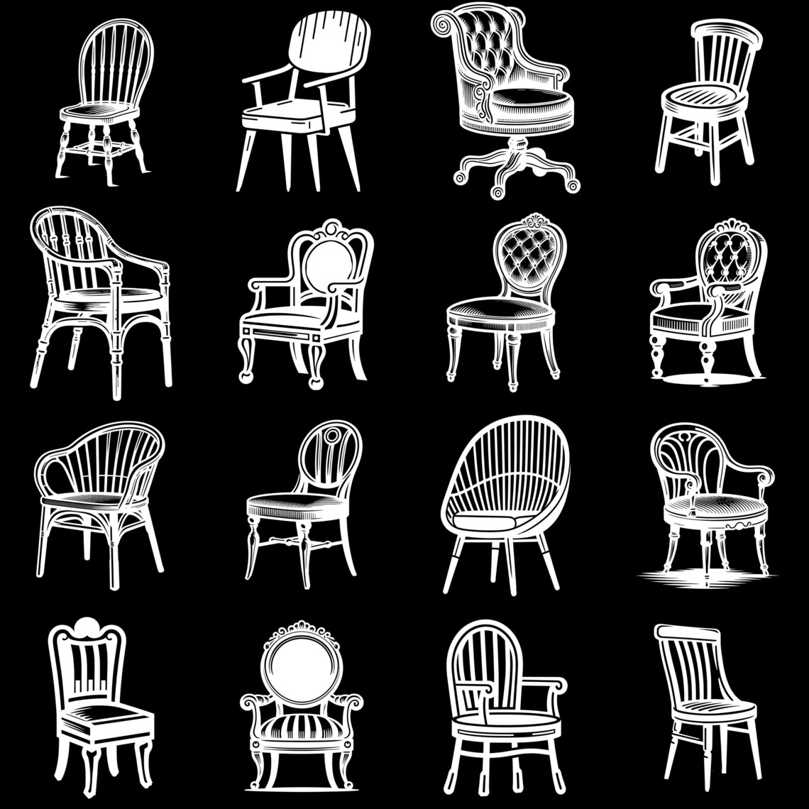 40 Chair SVG Bundle: Vector Clipart for Cricut & Silhouette - Etsy