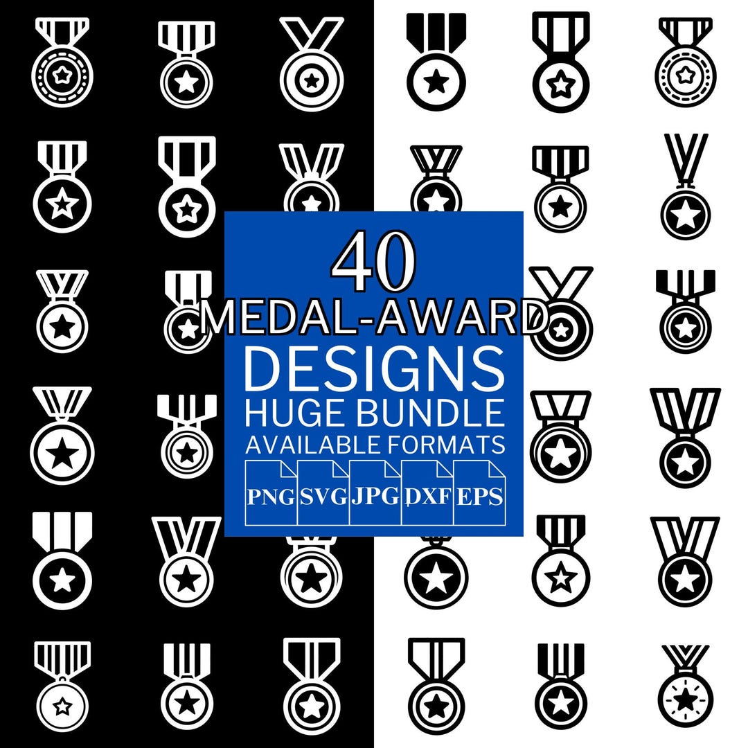Medal Award SVG Bundle: Cricut & Silhouette Vector Designs (5 Formats ...