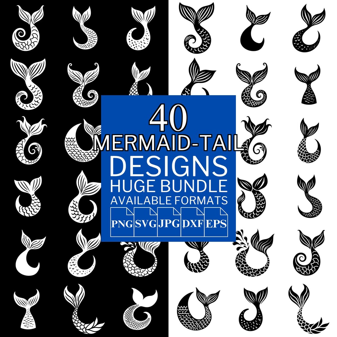 Mermaid Tail SVG Bundle: Vector Clipart for Cricut & Silhouette (5 ...