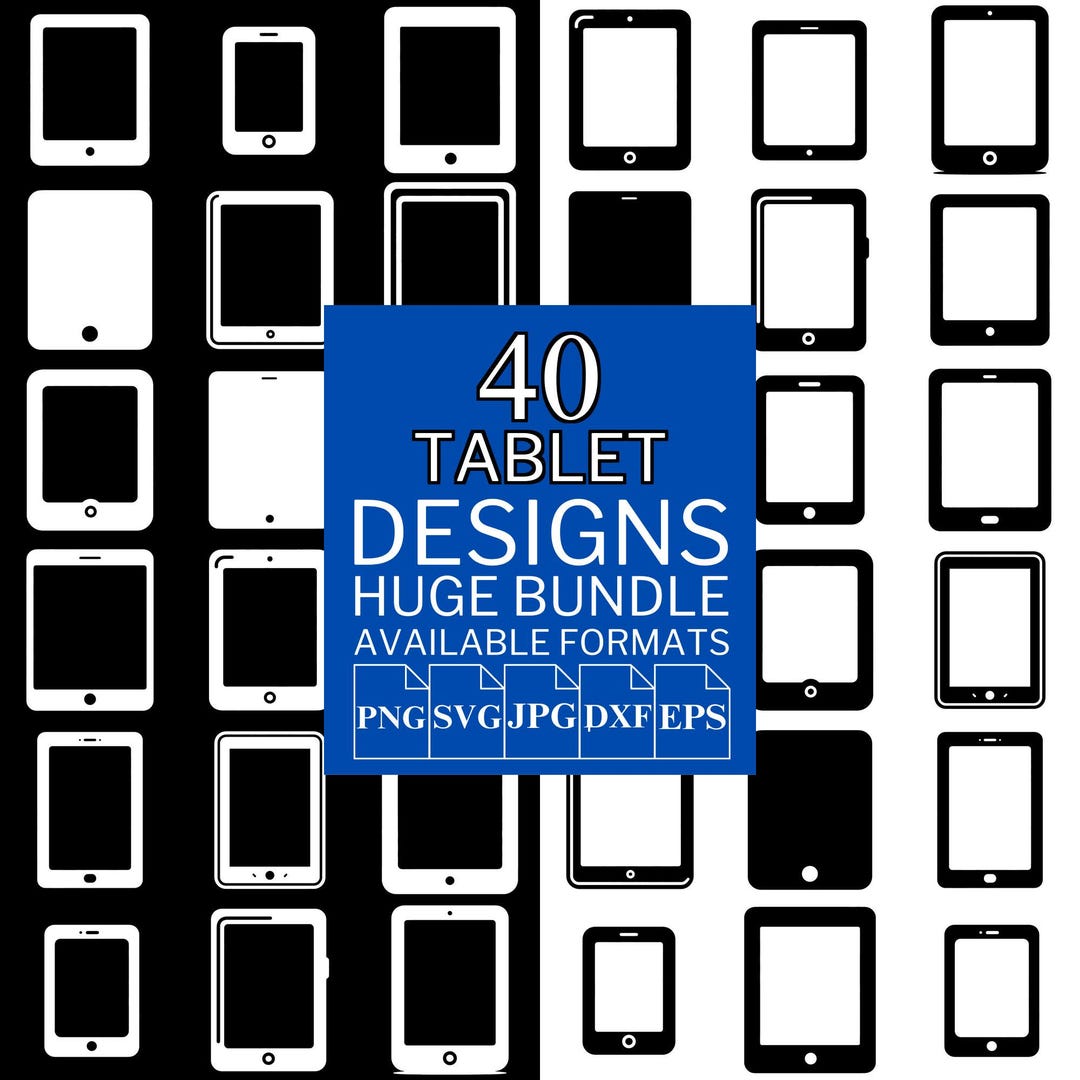 Tablet SVG Bundle: 40 Vector Designs for Cricut & Silhouette (digital ...
