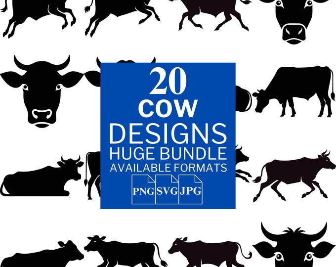 Cow Bundle Svg - Cow Laser Engraving Art Vector File Clipart Art ...