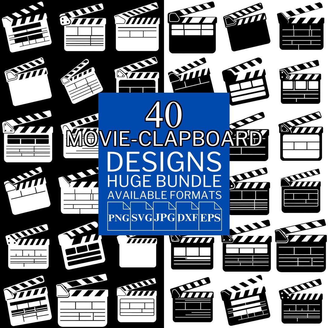 40 Movie Clapboard SVG Bundle - Unique Vector Files for Cricut and ...