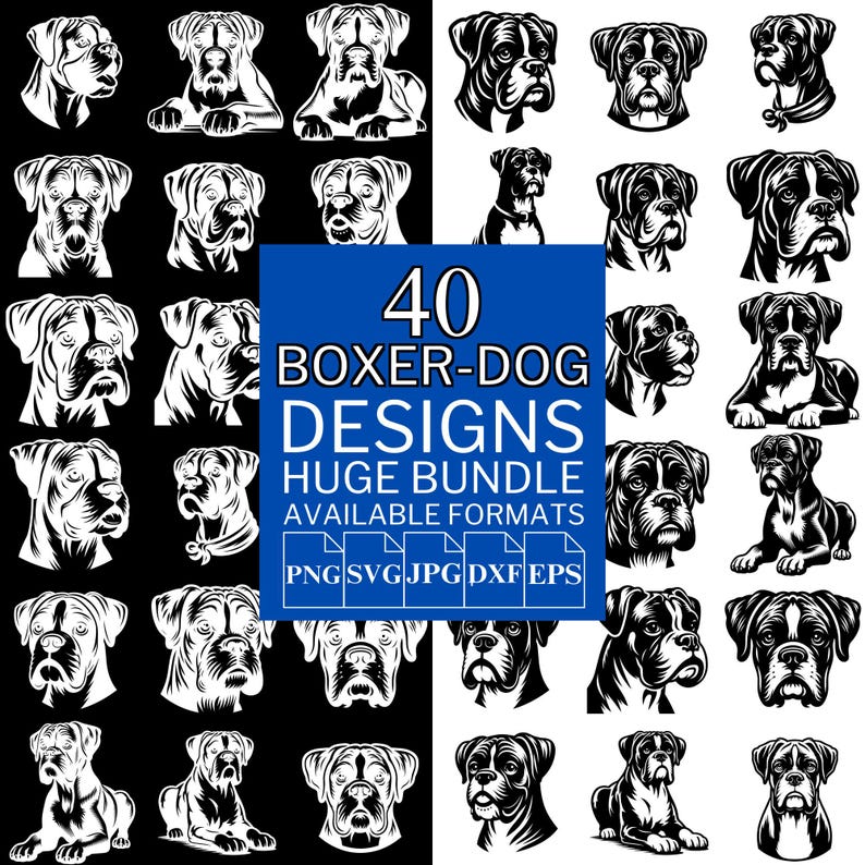 Boxer Dog SVG Bundle: 40 Unique Vector Designs (digital Download) - Etsy
