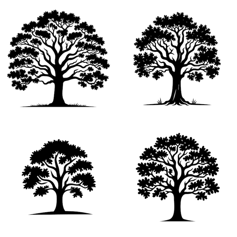 Oak Tree SVG Bundle: Vector Cut Files for Cricut & Silhouette (5 ...