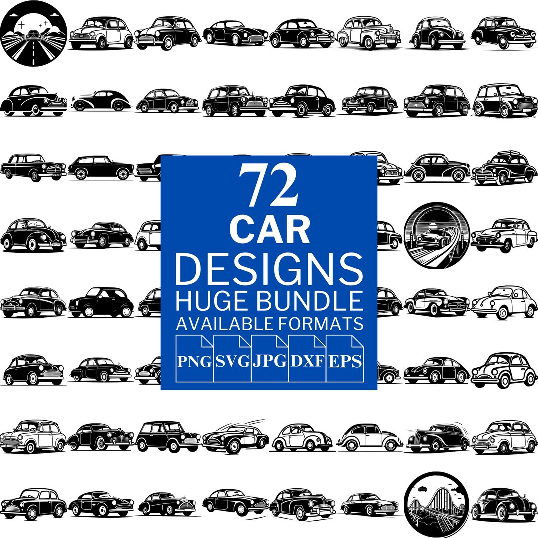 72 Car SVG Bundle - Unique Vector Files for Cricut and Silhouette, Car ...