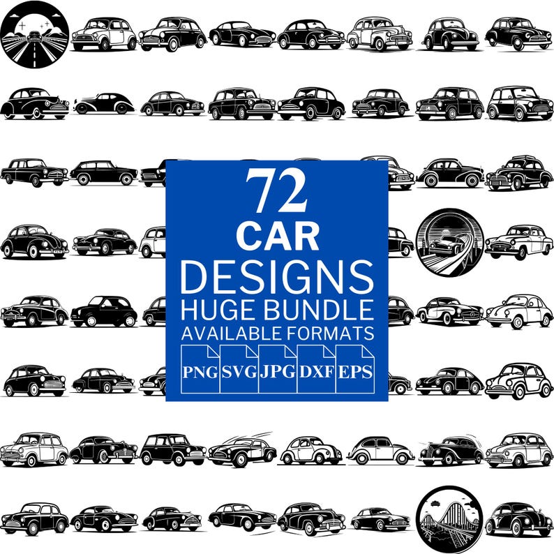72 Car SVG Bundle - Unique Vector Files for Cricut and Silhouette, Car ...