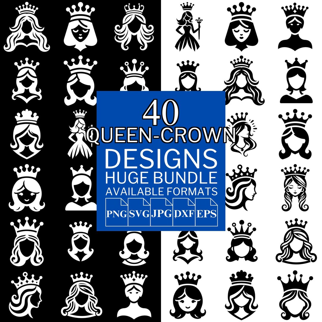 Queen Crown SVG Bundle: Vector Clipart for Cricut & Silhouette (5 ...
