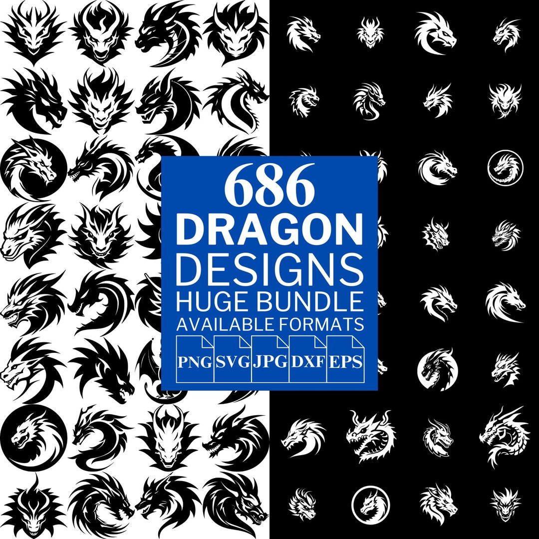 684 Dragon SVG Bundle - Unique Vector Files for Cricut and Silhouette ...