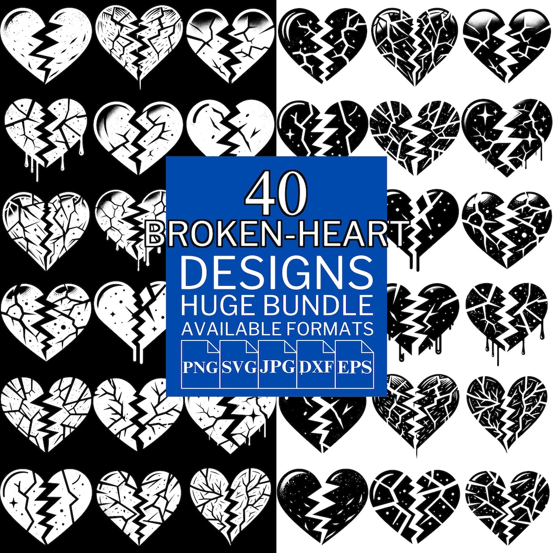 40 Broken Heart SVG Bundle - Unique Vector Files for Cricut and ...