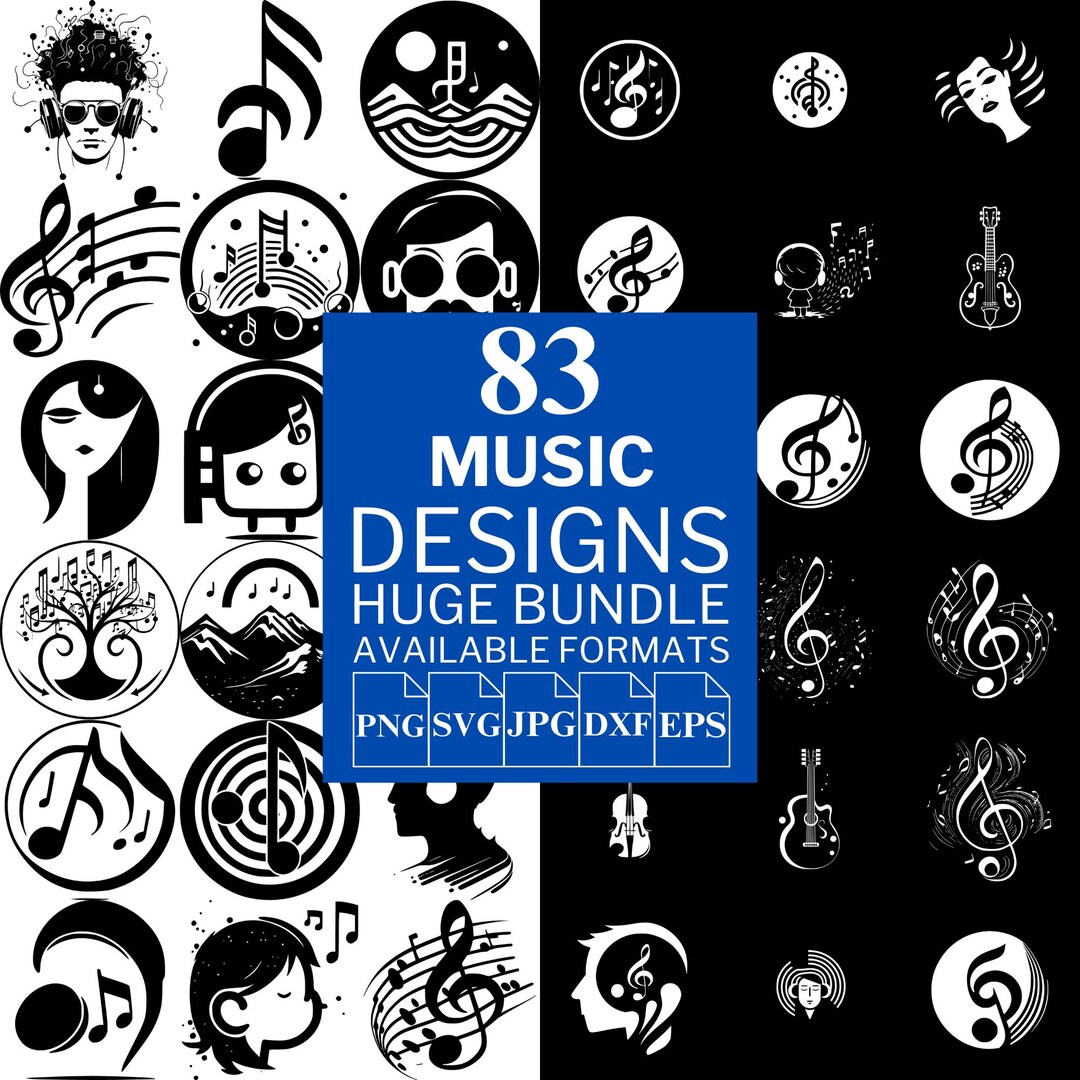 Music SVG Bundle: 83 Unique Vector Designs for Cricut & Silhouette - Etsy
